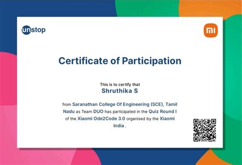 Shruthika Senthilkumar On Linkedin Techquiz Certification Xiaomiode2code