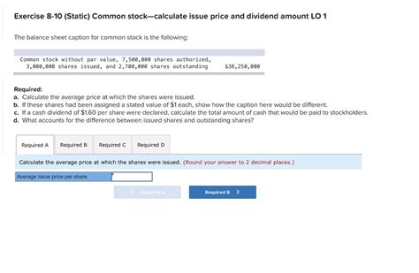 solved exercise 8 10 static common stock calculate issue