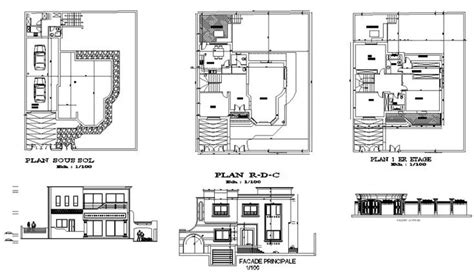 Plan And Elevation Of Residential Housing Structure 2d View Layout