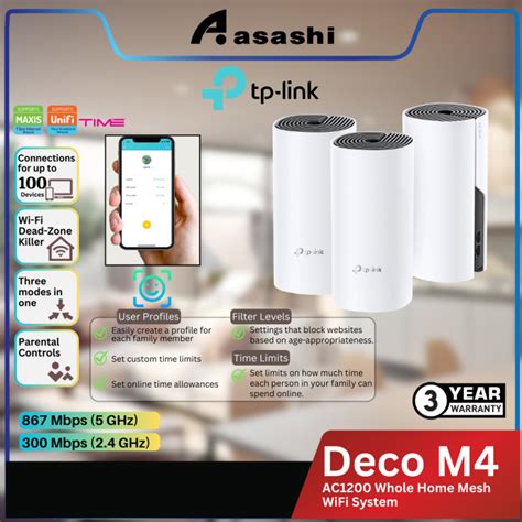 TP Link DECO M4 2 Packs 3 Packs AC1200 Whole Home Mesh WiFi System AP Or Router Mode