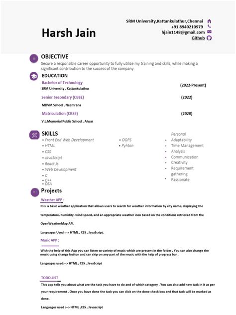 Harsh Jain Resume Pdf Java Script Web Development