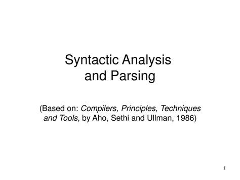 PPT Syntactic Analysis And Parsing PowerPoint Presentation Free Download ID 529461