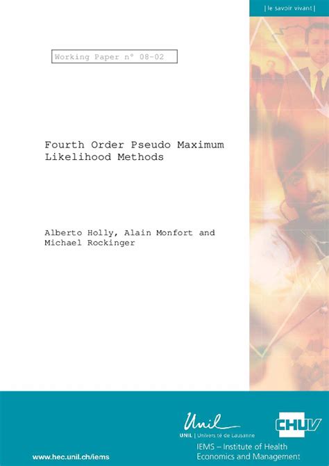 Pdf Fourth Order Pseudo Maximum Likelihood Methods