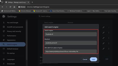 how to set perplexity ai as default search engine in chrome technoresult
