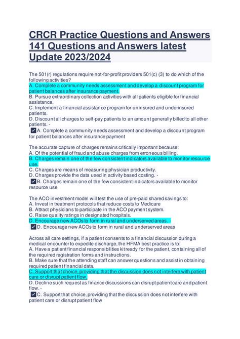 CRCR Practice Questions And Answers 141 Questions And Answers Latest Update 2023 2024 Pdf