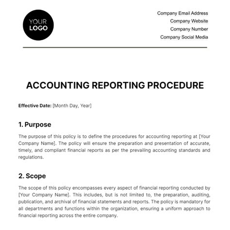 Accounting Reporting Procedure Template Edit Online And Download