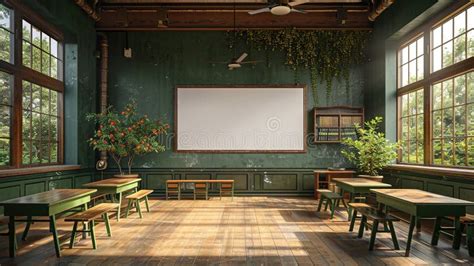 3d Rendering Of A Modern Empty Classroom With A Board Stock Illustration Illustration Of