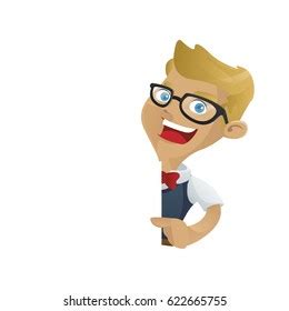 Nerd Geek Pointing On Blank Sign Stock Vector Royalty Free Shutterstock