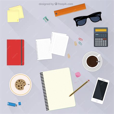 평면 디자인의 작업 공간 무료 벡터