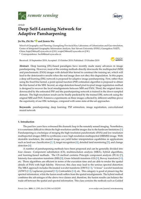 Pdf Deep Self Learning Network For Adaptive Pansharpening