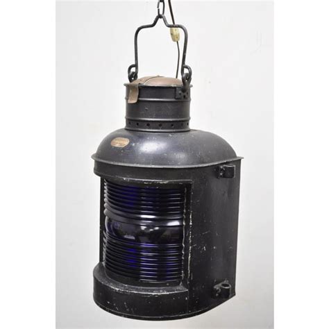 A Ward Hendrickson Marine Masthead Ship Lantern Cobalt Blue Lens Hanging Fixture Chairish