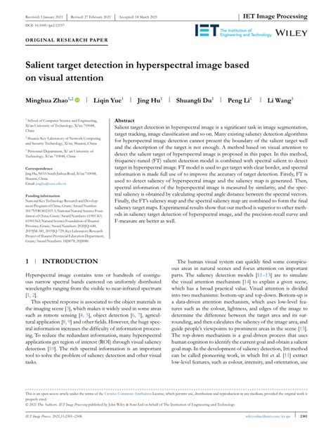 pdf salient target detection in hyperspectral image based on visual