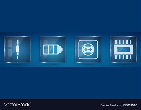 Set Audio Jack Battery Charge Level Indicator Vector Image