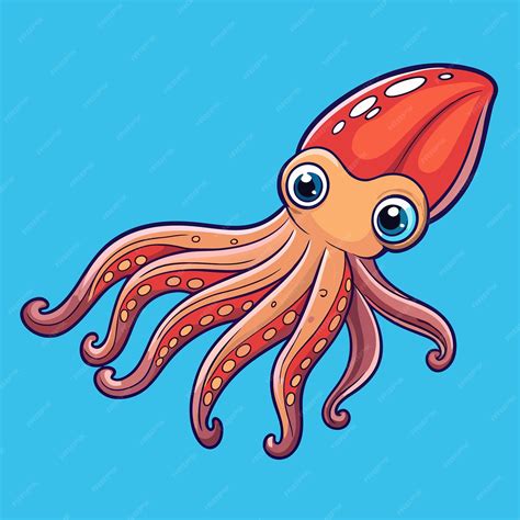 Adorable Cartoon Illustration Of A Squid Swimming Gracefully Premium Ai Generated Vector