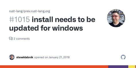Install Needs To Be Updated For Windows Issue Rust Lang Prev Rust Lang Org GitHub