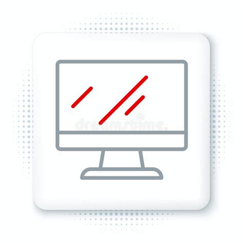 Line Computer Monitor Screen Icon Isolated On White Background Electronic Device Front View