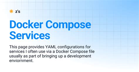 Docker Compose Services Zs
