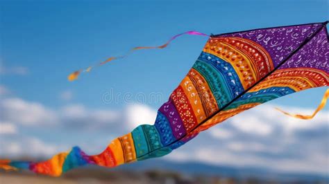 A Colorful Kite Soars High Against A Backdrop Of A Blue Sky Its