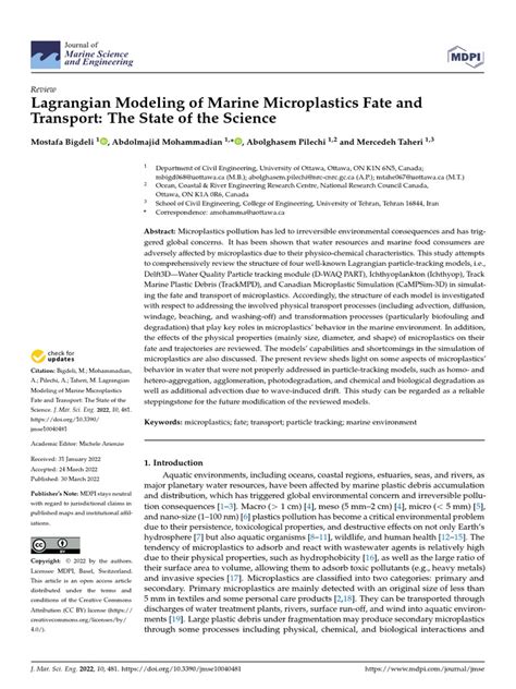 Lagrangianmodelingofmarinemicroplasticsfatea Pdf Pollution