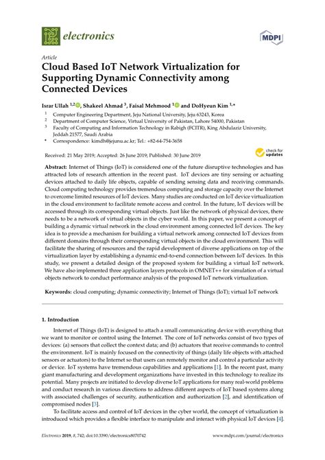 Pdf Cloud Based Iot Network Virtualization For Supporting Dynamic