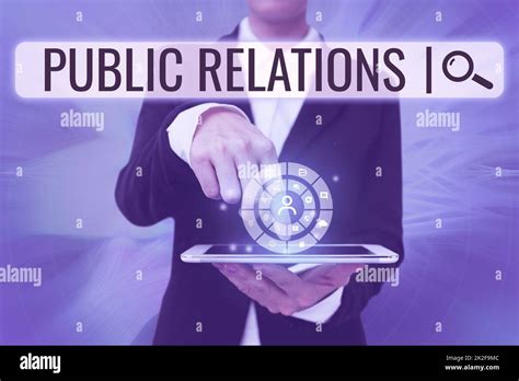 Text Caption Presenting Public Relations Word For Practice Managing Spread Of Information