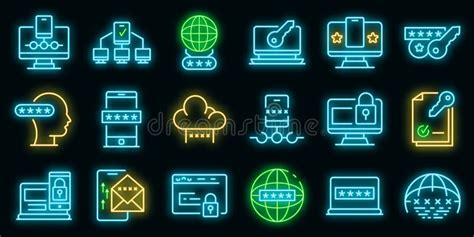 Multi Factor Authentication Icons Set Vector Flat Stock Vector