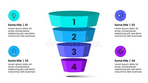 Infographic Template Funnel With 4 Steps And Icons 向量例证 插画 包括有 要素