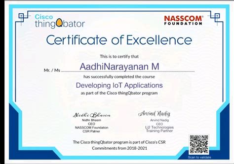 Aadhi Narayanan M On Linkedin Cisco Iot Security Nasscom Technlogy