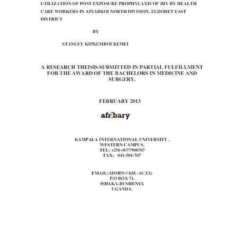 Factors Influencing Availability Accessibility And Utilization Of Post Exposure Prophylaxis Of