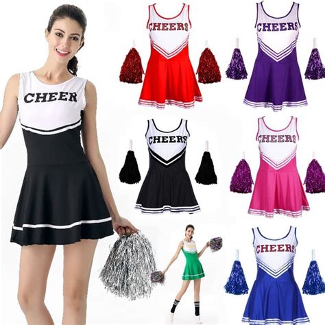 Fashion 6 Colors Cheerleader Fancy Dress Costumes High School Prom Girl