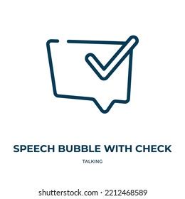 Speech Bubble Check Icon Linear Vector Stock Vector Royalty Free Shutterstock