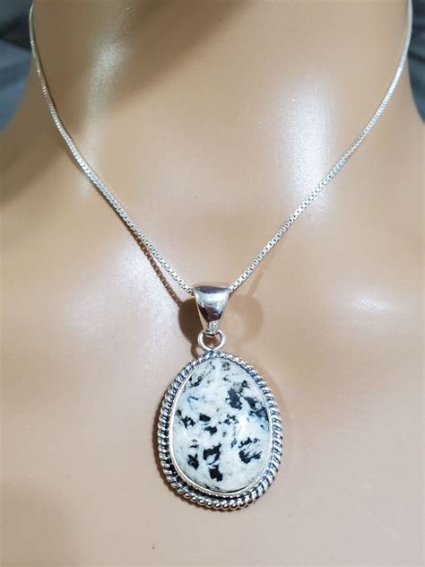White Buffalo Pendant Necklace Sterling Silver White Turquoise Pendant
