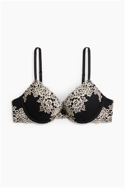 Push Up Bh Mit Spitze Schwarzcremefarben Ladies Handm At