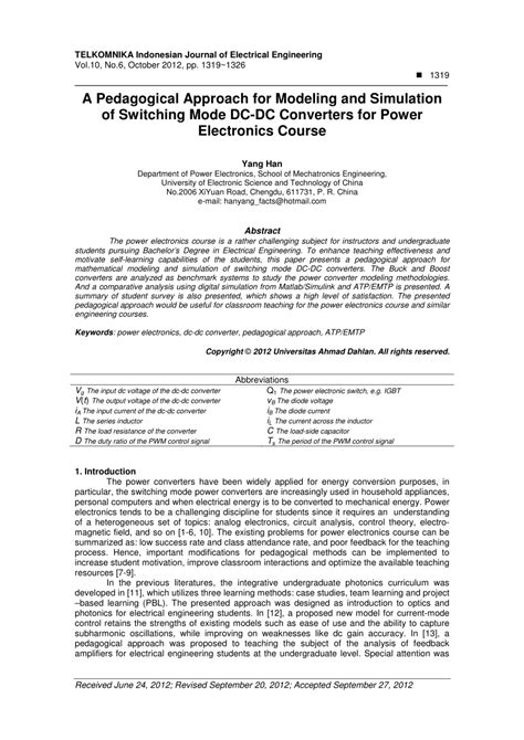 Pdf A Pedagogical Approach For Modeling And Simulation Of Switching Mode Dc Dc Converters For