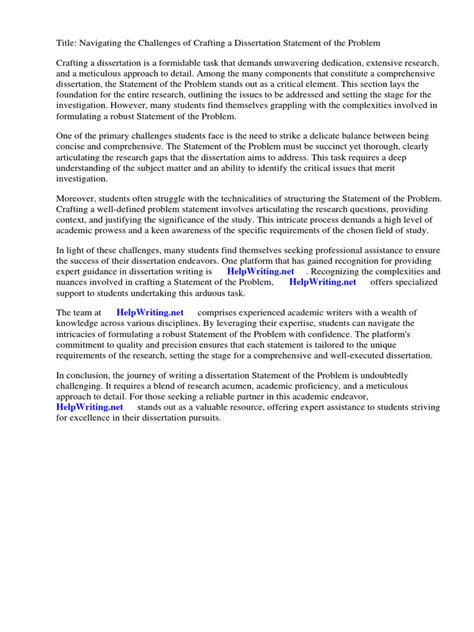 Dissertation Statement Of The Problem Pdf