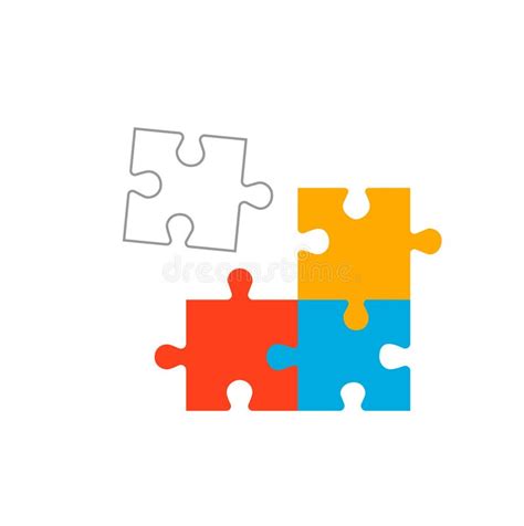 Colorful Jigsaw Puzzle Pieces Interlocking On A White Background Stock