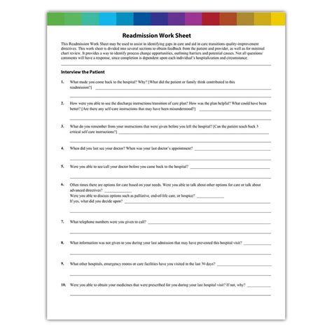 Discharge Planning Mental Health Worksheet