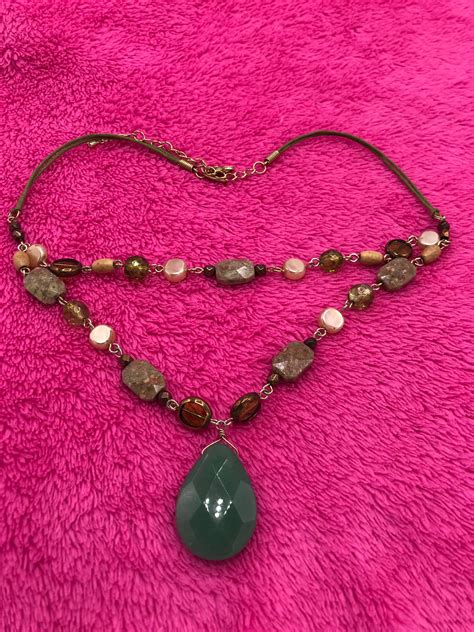 Lia Sophia Green Tone Necklace Etsy