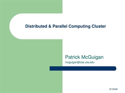 Ppt Distributed And Parallel Computing Cluster Powerpoint Presentation