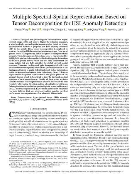 Pdf Multiple Spectral Spatial Representation Based On Tensor