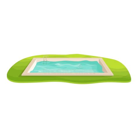 Rectangular Swimming Pool Surrounded By Green Grass Stock Illustration Illustration Of Empty