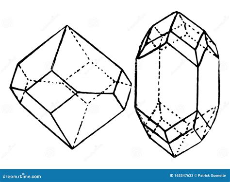 Combination Of Tetragonal Prism And Basal Pinacoid Vintage Illustration