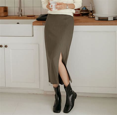 비언 슬릿 밴딩 롱 스커트