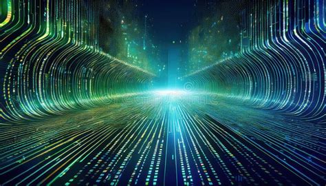 digital visualization interconnected data streams lines binary code