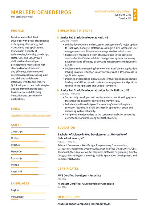 Linkedin Full Stack Developer Resume Examples Resumecat