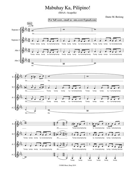 Mabuhay Ka Pilipino Sheet Music For Soprano Alto Womens Choir