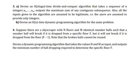 Solved 3 A Devise An O N Log N Time Chegg Com