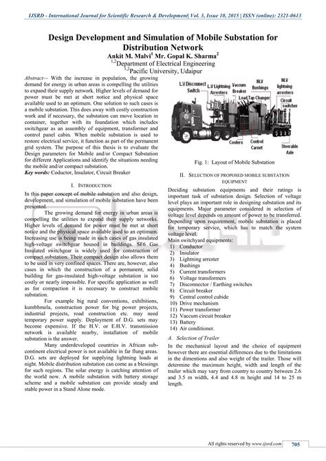 Design Development And Simulation Of Mobile Substation For Distribution Network Pdf
