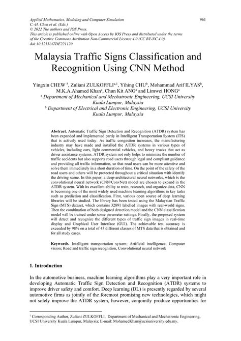 Pdf Malaysia Traffic Signs Classification And Recognition Using Cnn