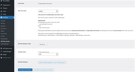 back end wp data access
